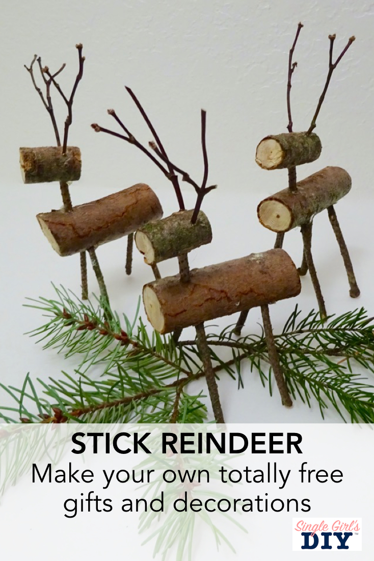 How to Make Stick Reindeer for Free - Single Girl's DIY
