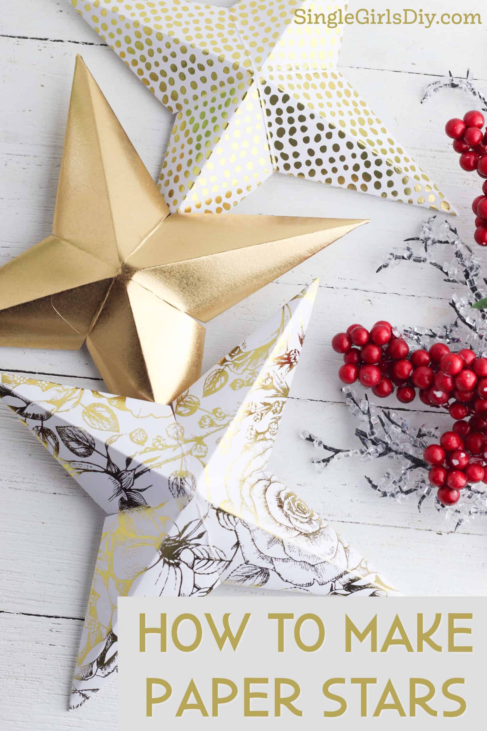 How to Make 3D Folded Paper Stars - Single Girl's DIY