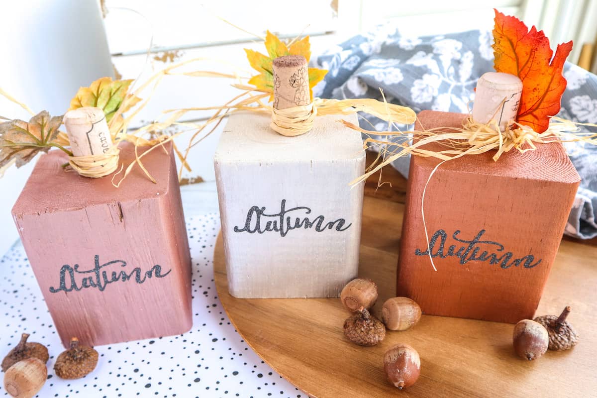 DIY Wood Block Pumpkins - Single Girl's DIY