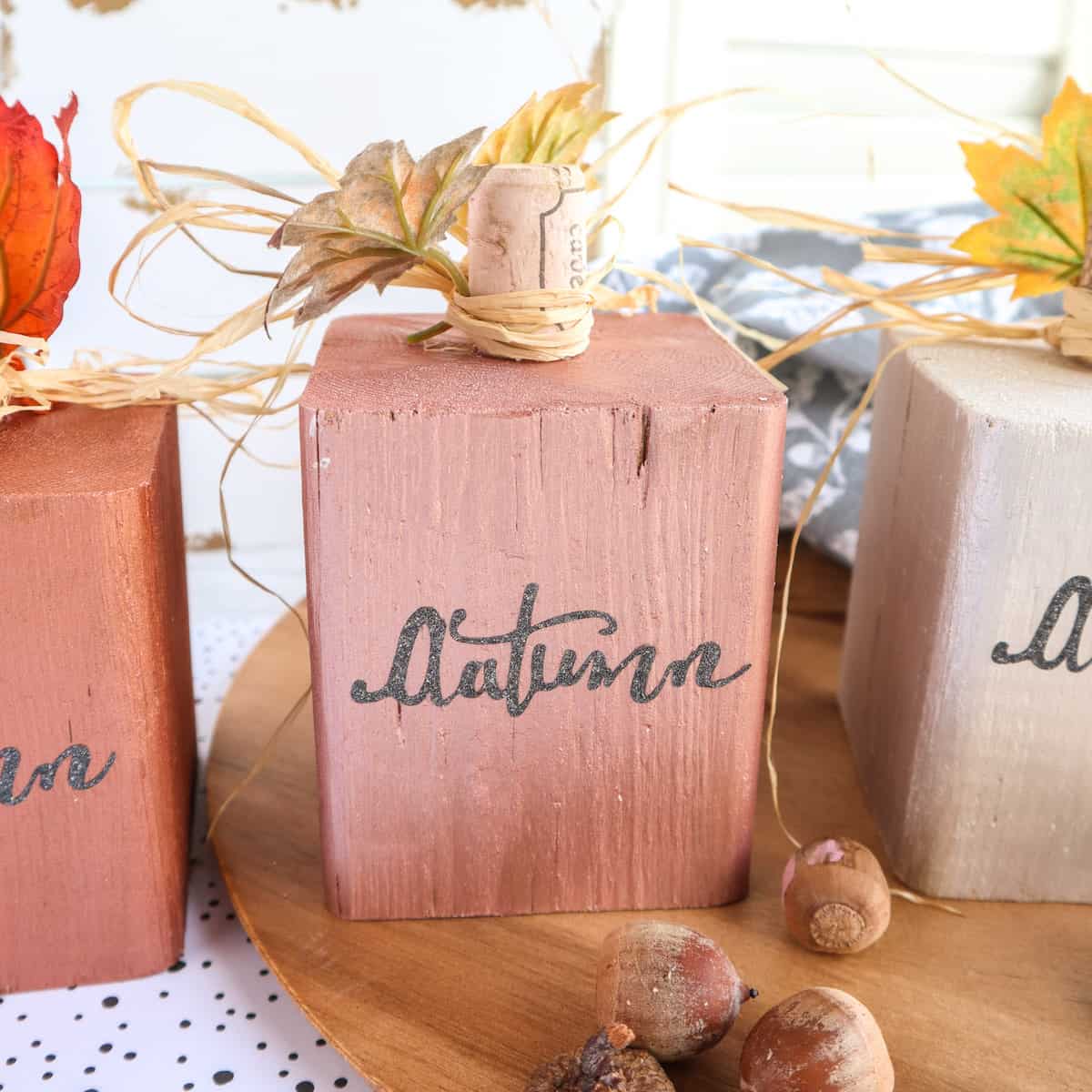 DIY Wood Block Pumpkins - Single Girl's DIY