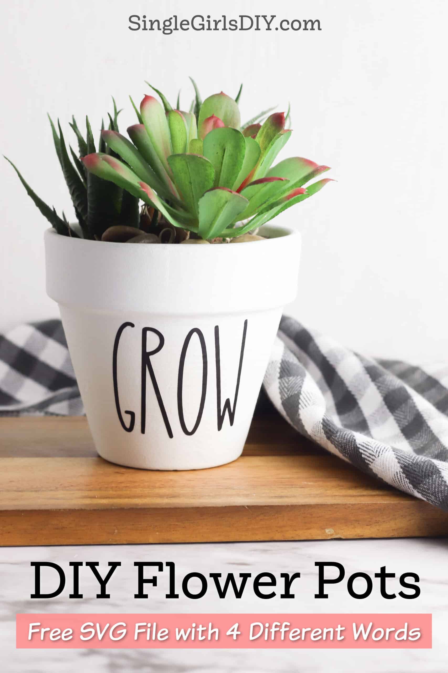 Rae Dunn Inspired Flower Pot Planters - Single Girl's DIY