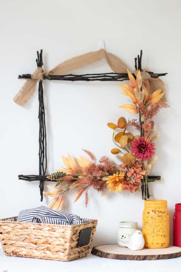 DIY Square Wreath for Front Door in Autumn - Single Girl's DIY