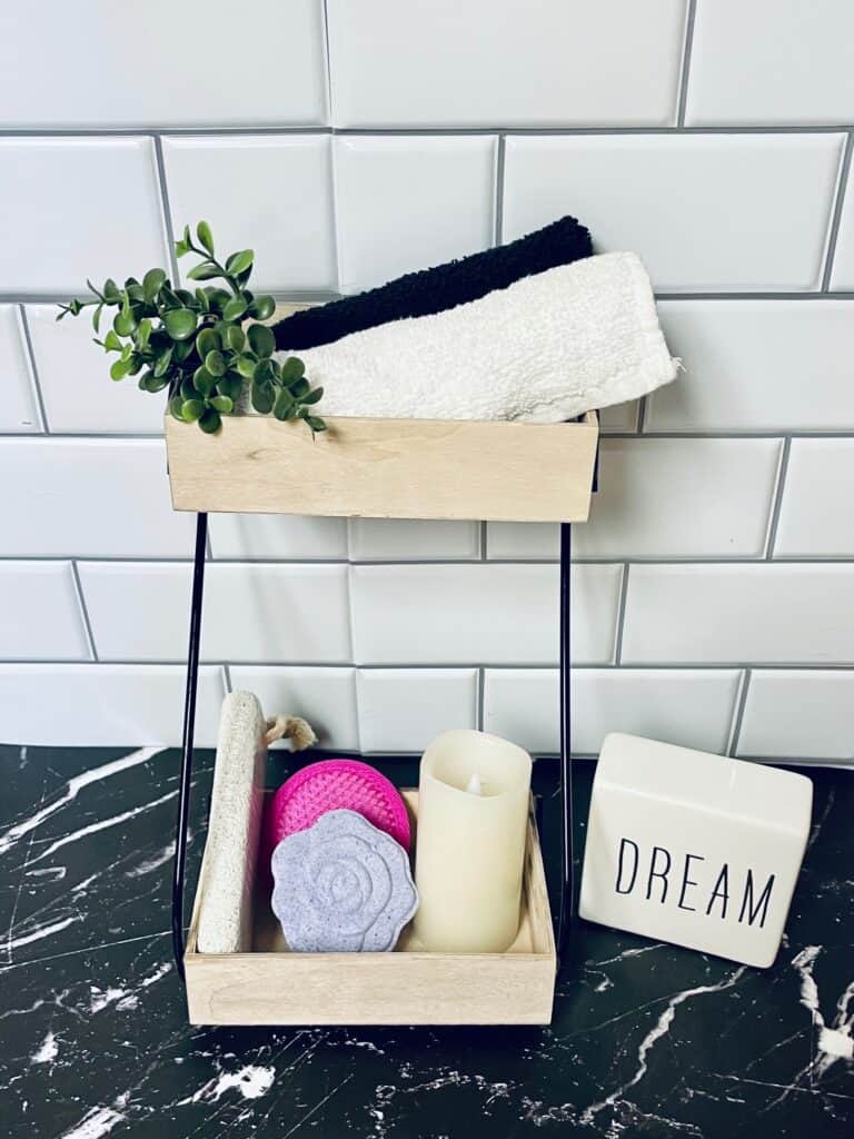 DIY Dollar Tree 2 Tier Shelves: Rustic Farmhouse Storage - Single Girl ...