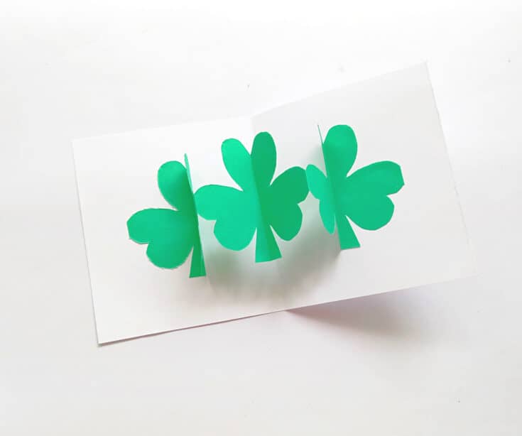 Homemade St. Patricks Day Card with Pop-Up Shamrocks (Free Template ...