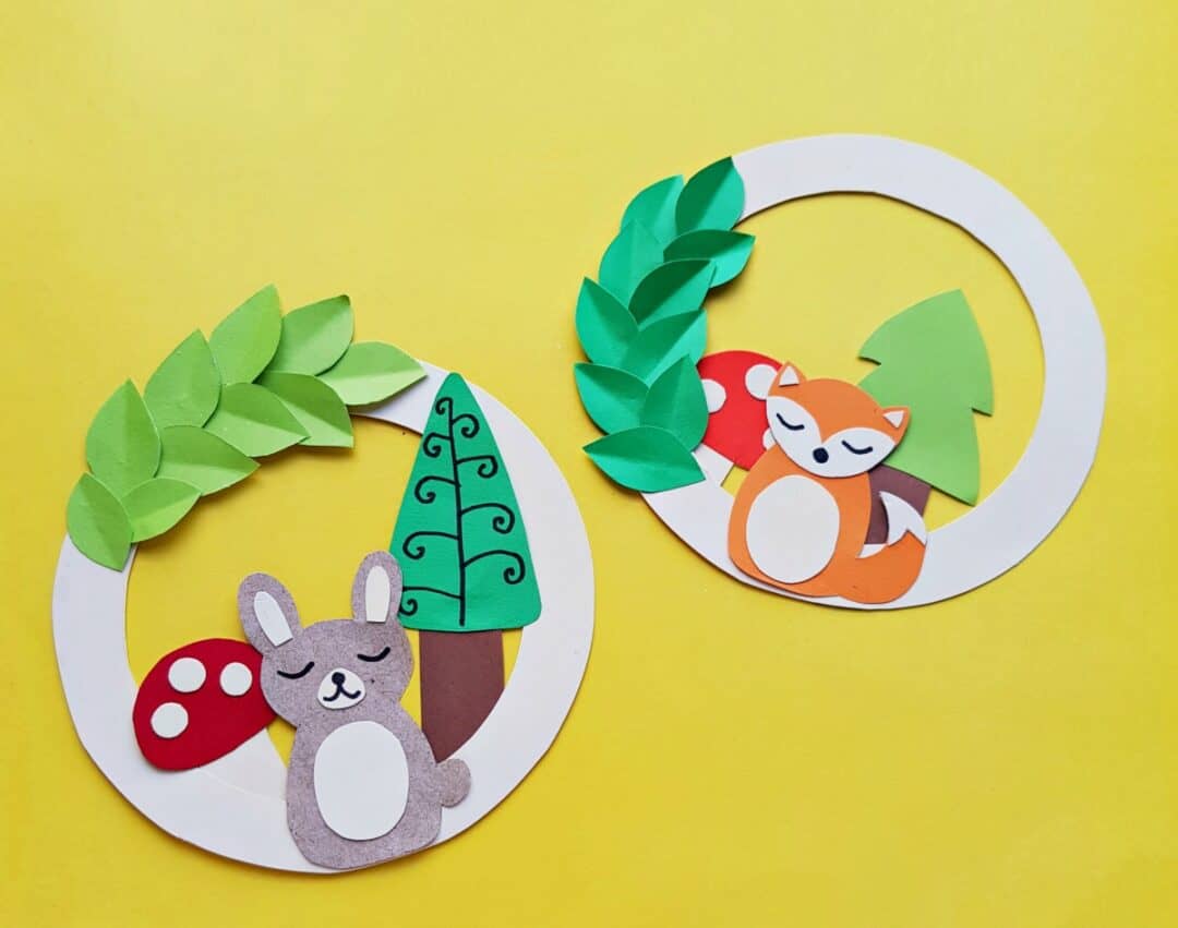 Woodland Animals Paper Craft Wreath (with Free Template) - Single Girl ...
