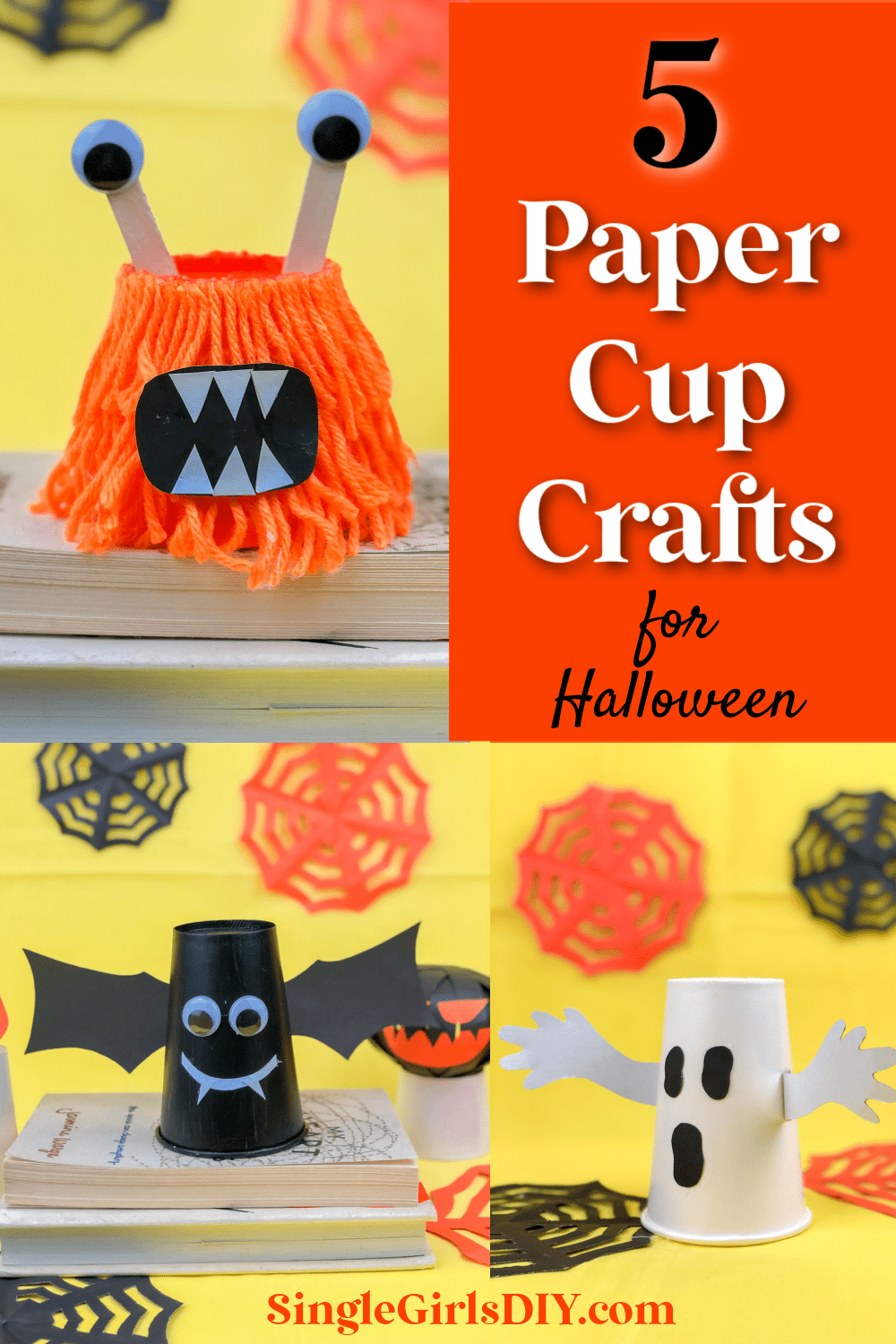 5 Easy Halloween Paper Cup Crafts for Kids and Adults - Single Girl's DIY