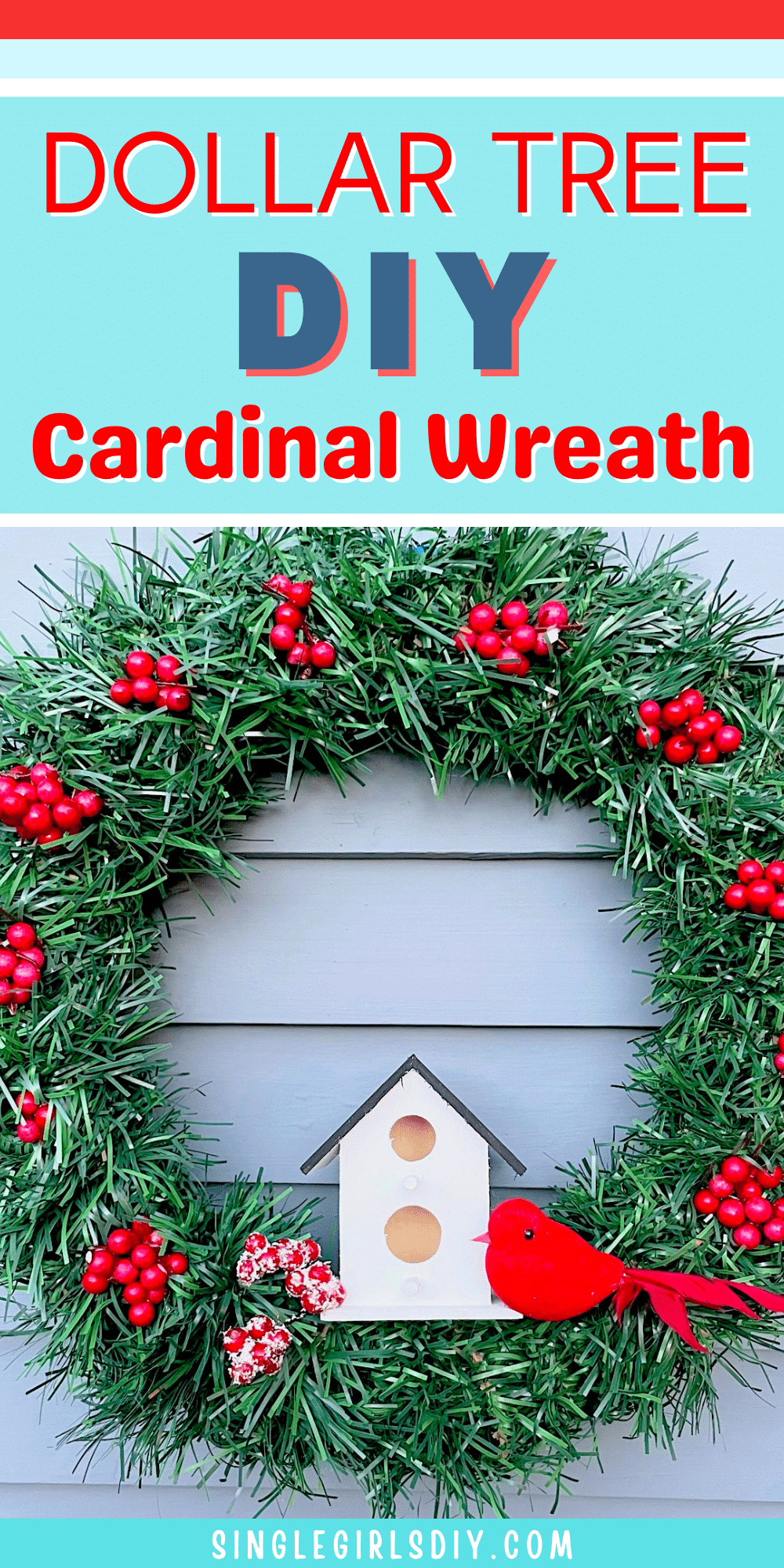 DIY Christmas Cardinal Wreath - Single Girl's DIY
