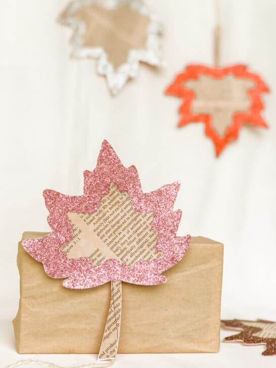 How to Make Glittery Book Page Leaves - Single Girl's DIY