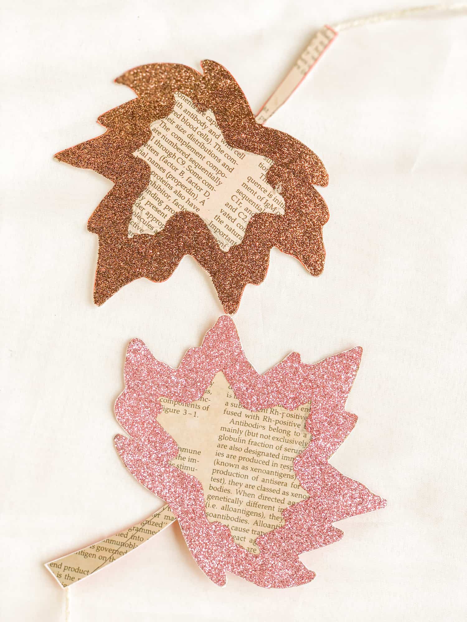 How to Make Glittery Book Page Leaves - Single Girl's DIY