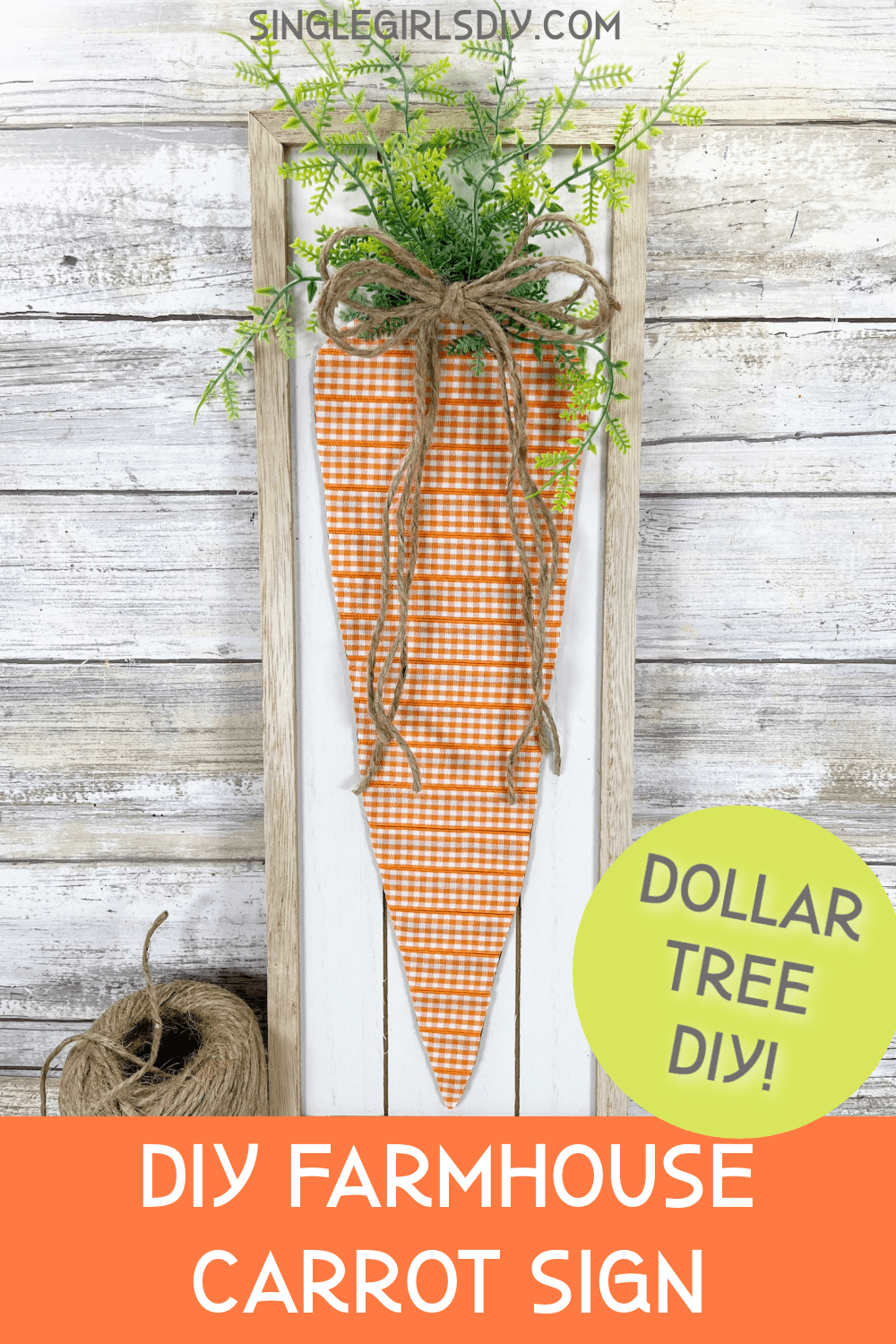 Farmhouse Easter Carrot Sign with Free Pattern - Single Girl's DIY
