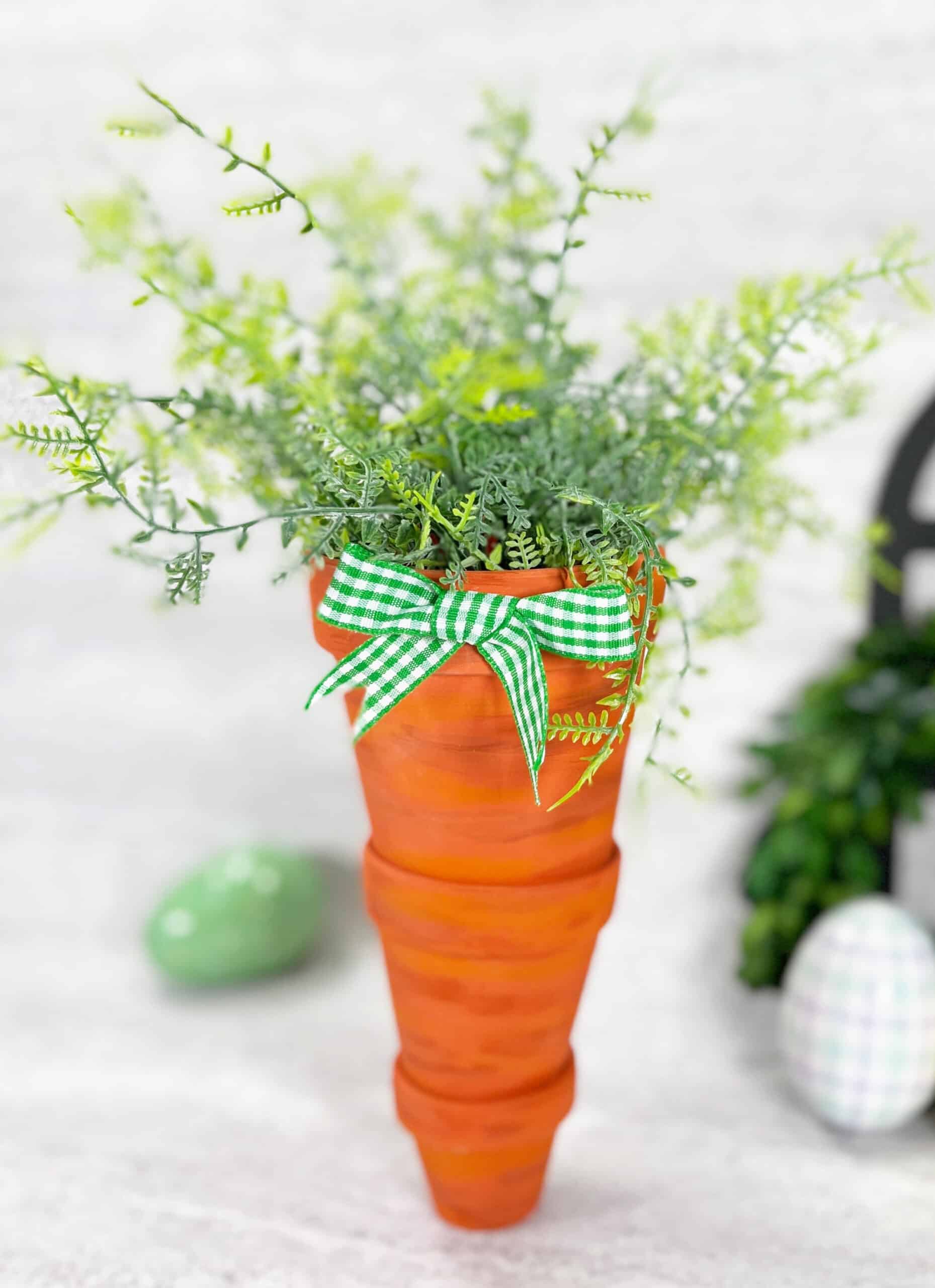 Easy Stacked Clay Pot Carrot: Dollar Tree DIY - Single Girl's DIY