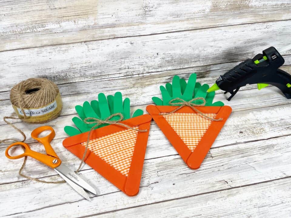 Handprint Carrot Craft with Popsicle Sticks - Single Girl's DIY