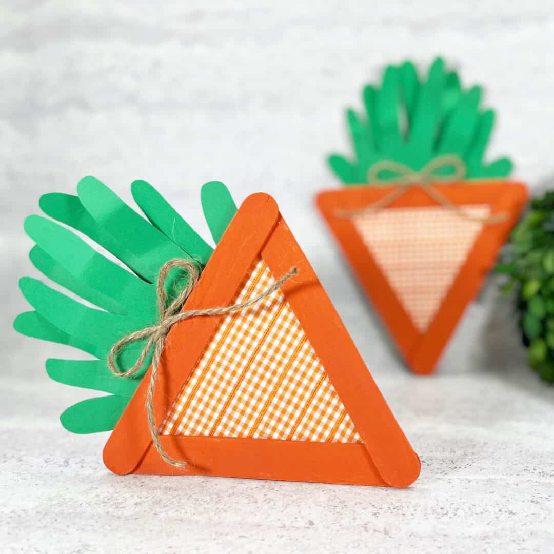 Handprint Carrot Craft with Popsicle Sticks - Single Girl's DIY