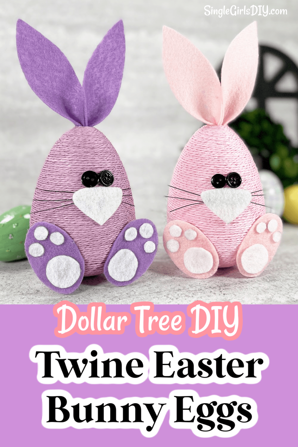 Dollar Tree Twine Easter Bunny Eggs - Single Girl's DIY