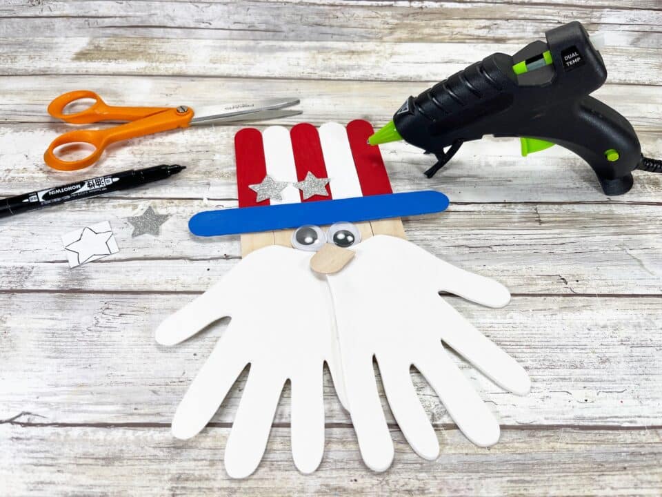 Popsicle Stick Uncle Sam Handprint Craft - Single Girl's DIY