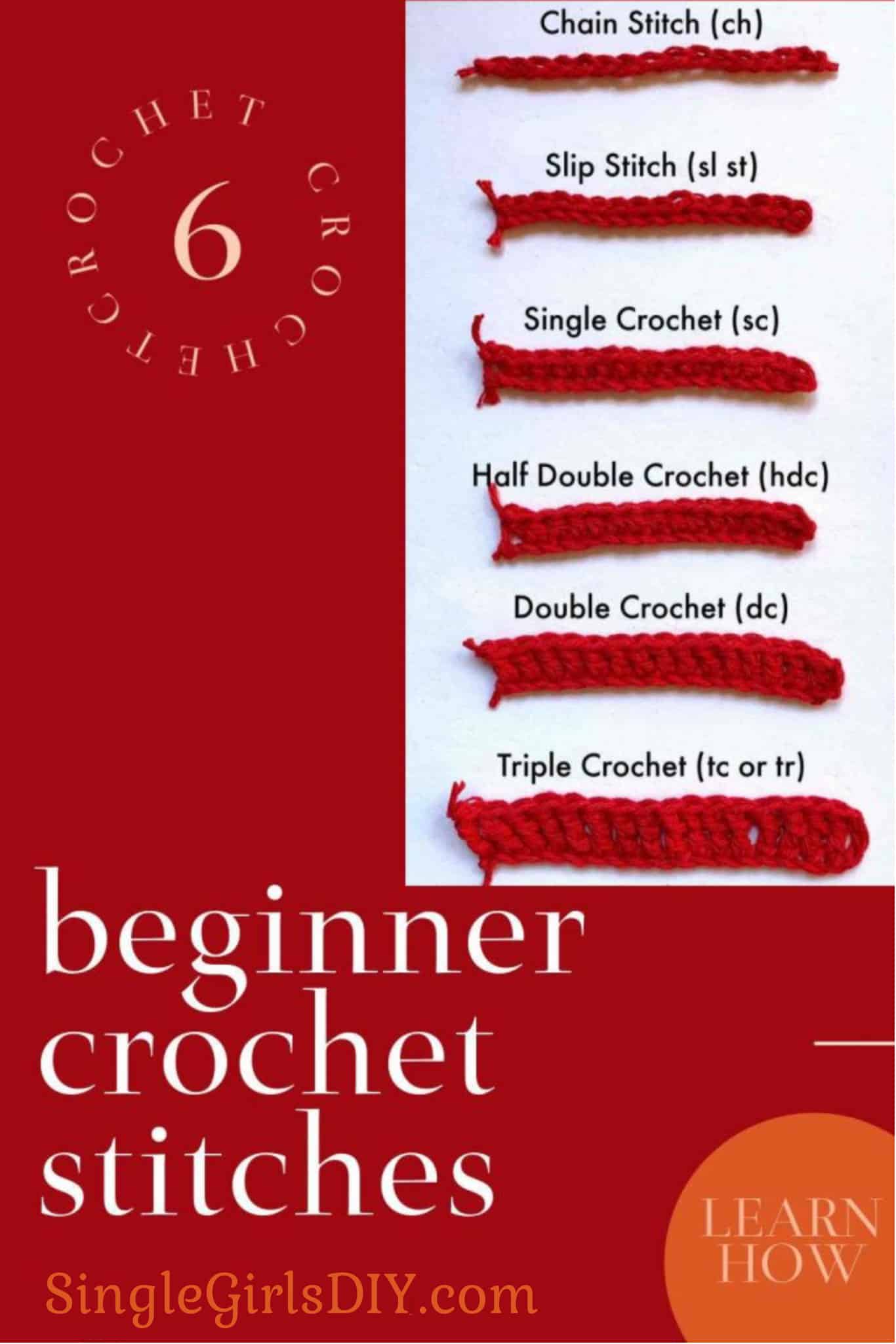 6 Beginner Crochet Stitches: The Basics You Need to Learn - Single Girl ...