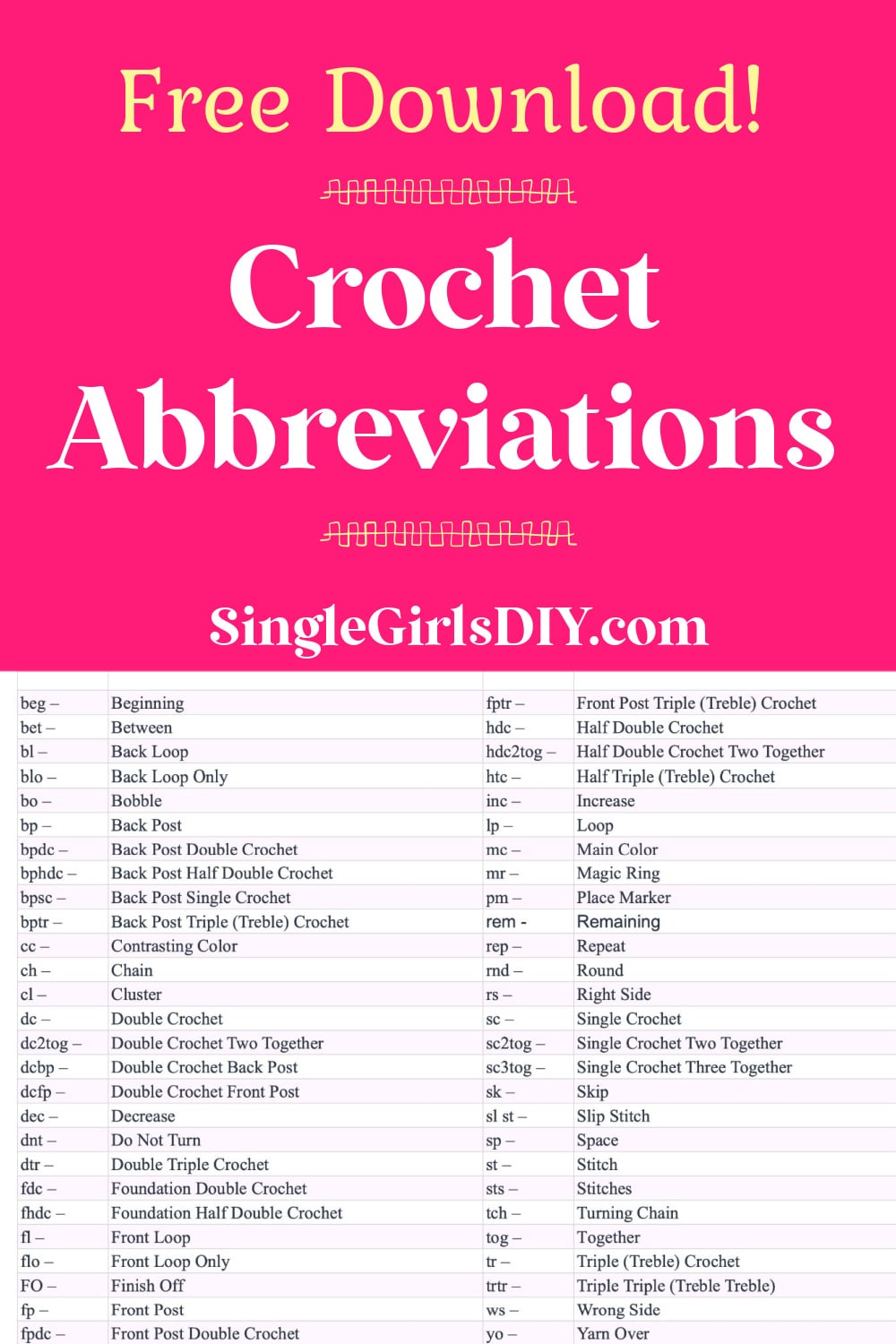 List Of Crochet Abbreviations and Free Printable Single Girl s DIY list-of-crochet-abbreviations-and-free-printable-single-girl-s-diy