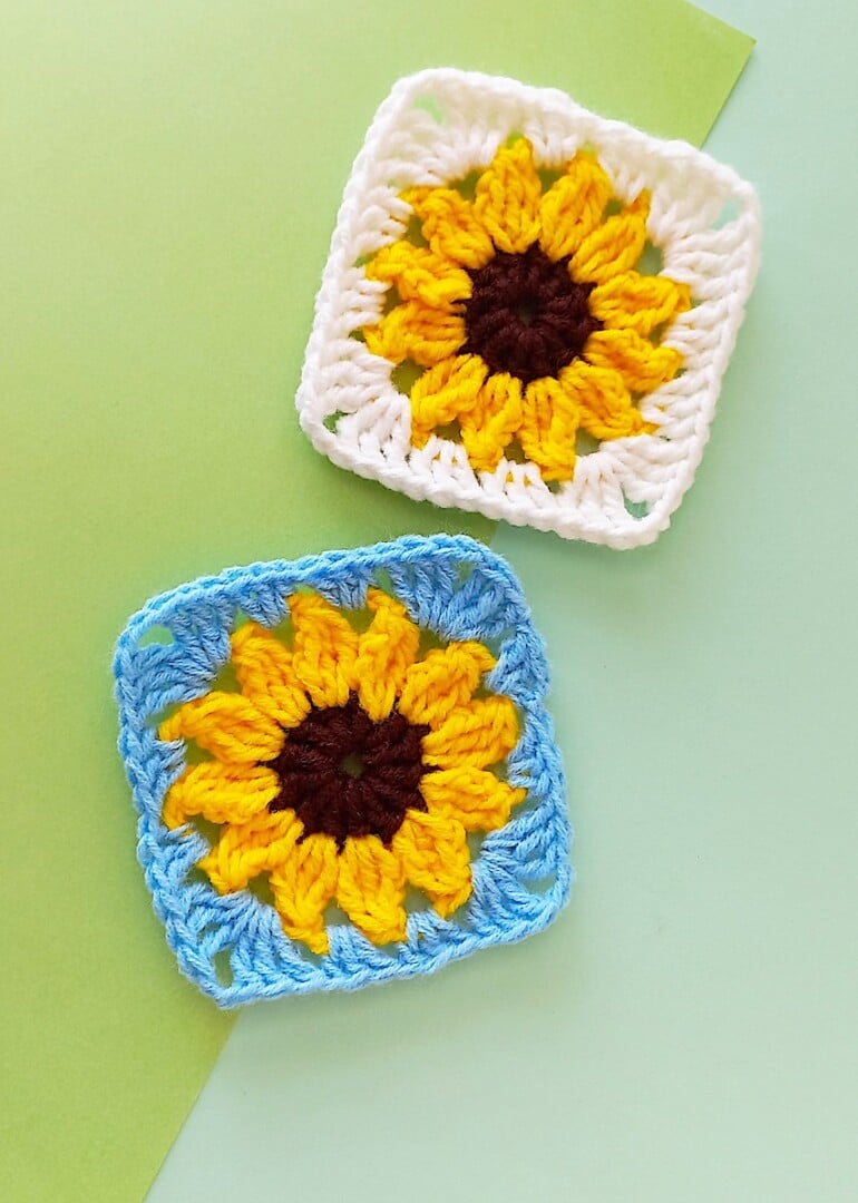 Crochet Sunflower Granny Square (Step by Step Guide) - Single Girl's DIY