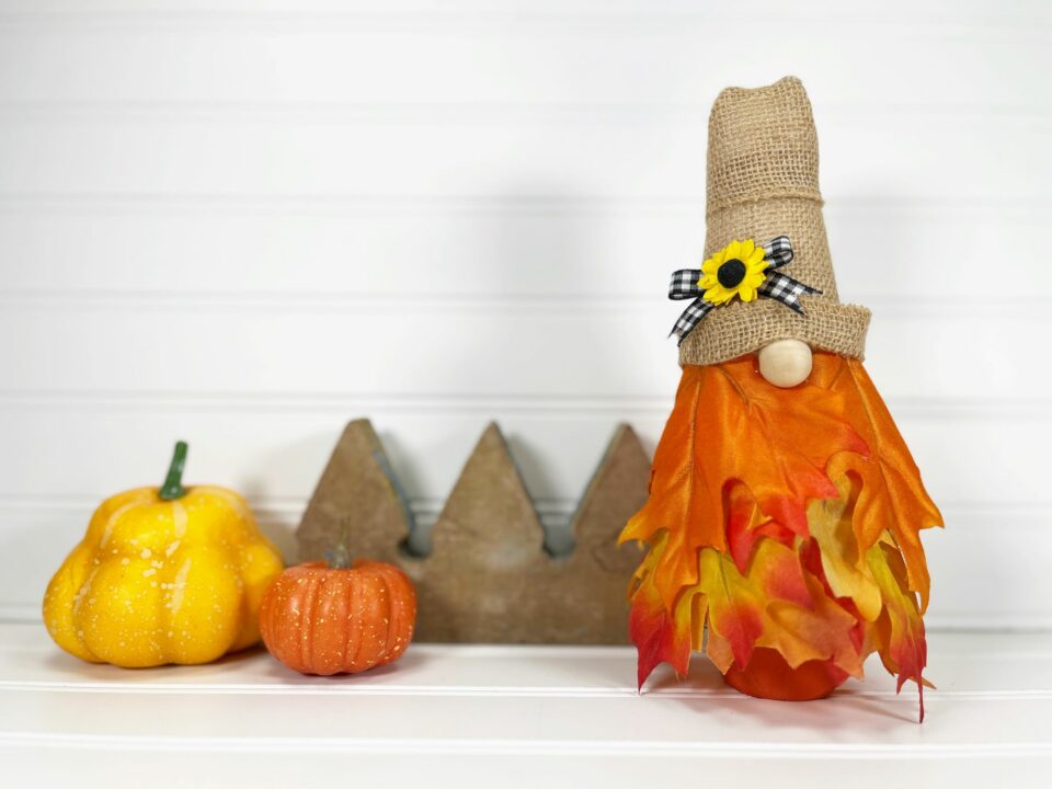 Easy Fall Gnome with Leaf Beard (Dollar Tree DIY) - Single Girl's DIY