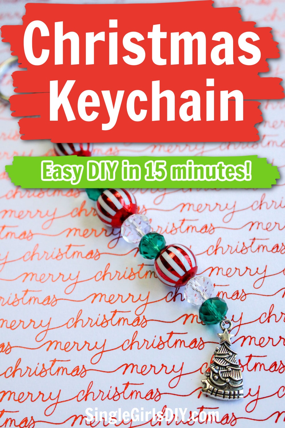 DIY Beaded Christmas Keychain - Single Girl's DIY