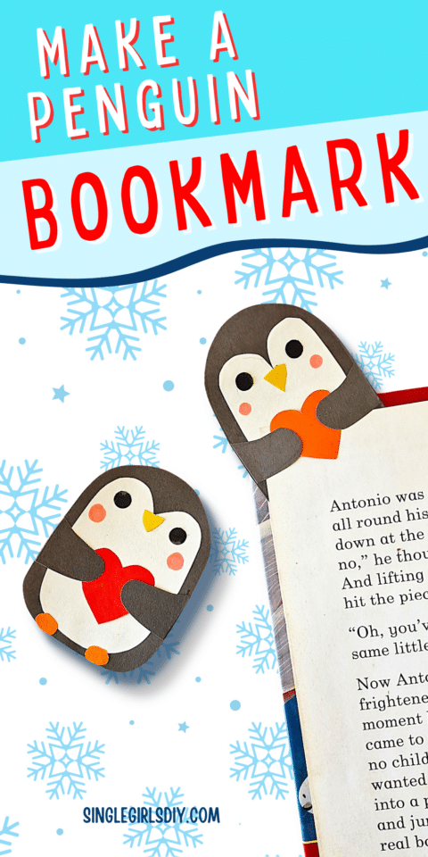 DIY Penguin Bookmark for Valentine's Day (Free Pattern) - Single Girl's DIY