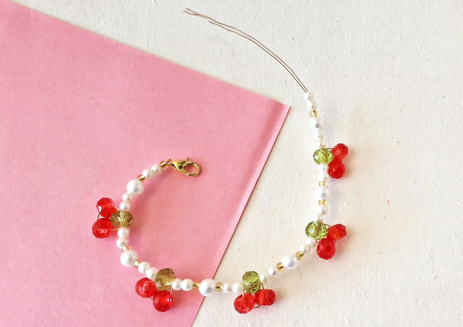 DIY Beaded Cherry Bracelet - Single Girl's DIY