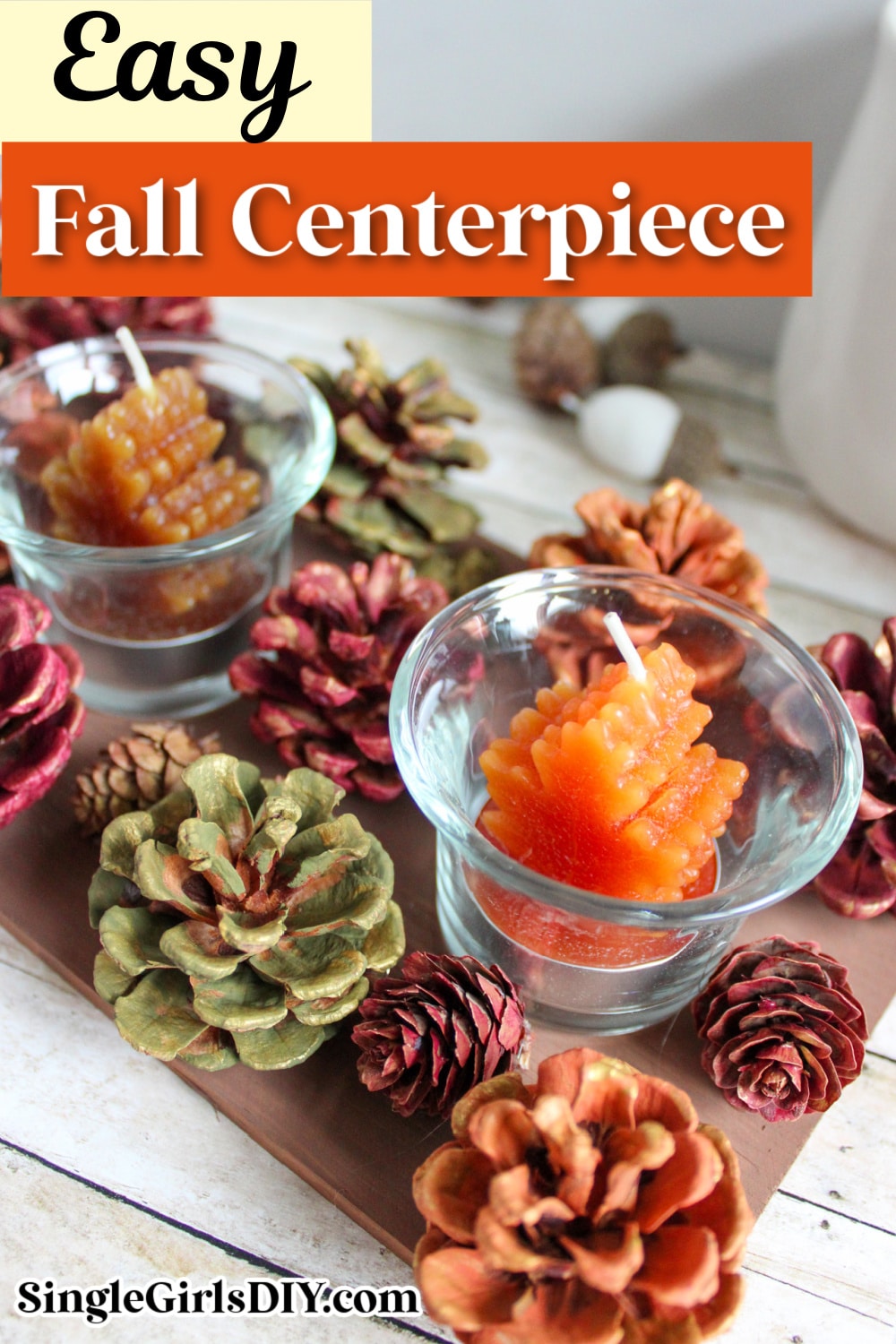 Fall Pinecone Table Centerpiece - Single Girl's DIY